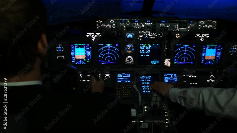 Flying in the twilight view from cockpit sequence of shots Stock-video ...