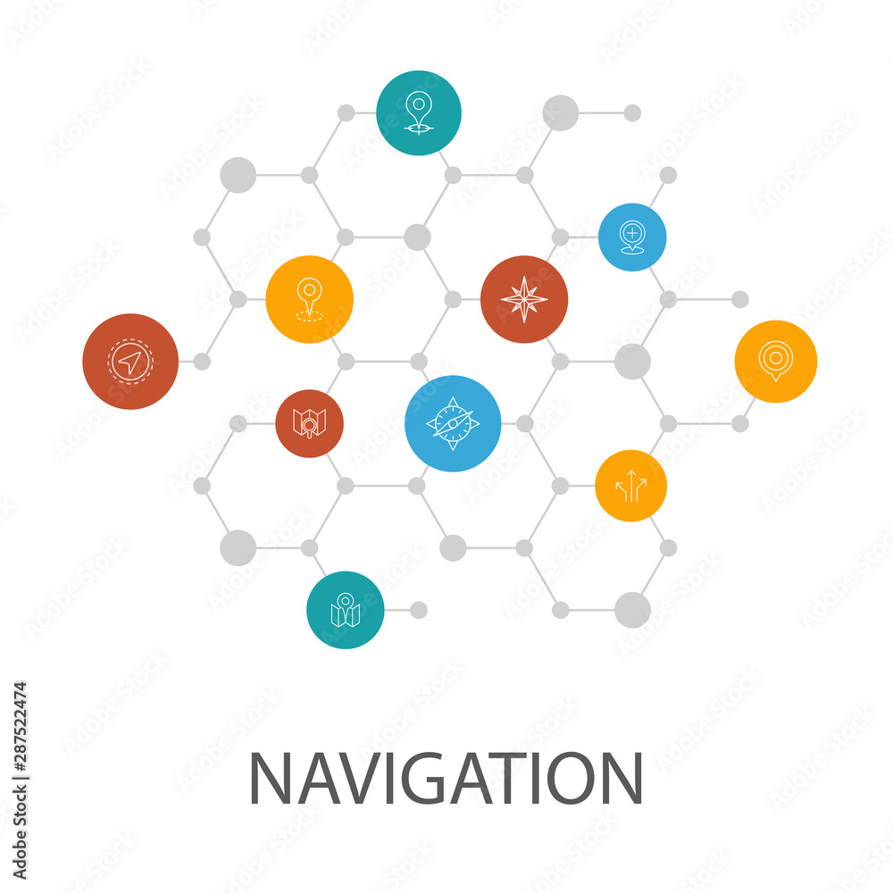 Navigation presentation template, cover layout and infographics ...
