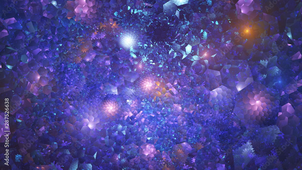 Abstract blue and violet sparkling background. Fantastic fractal ...