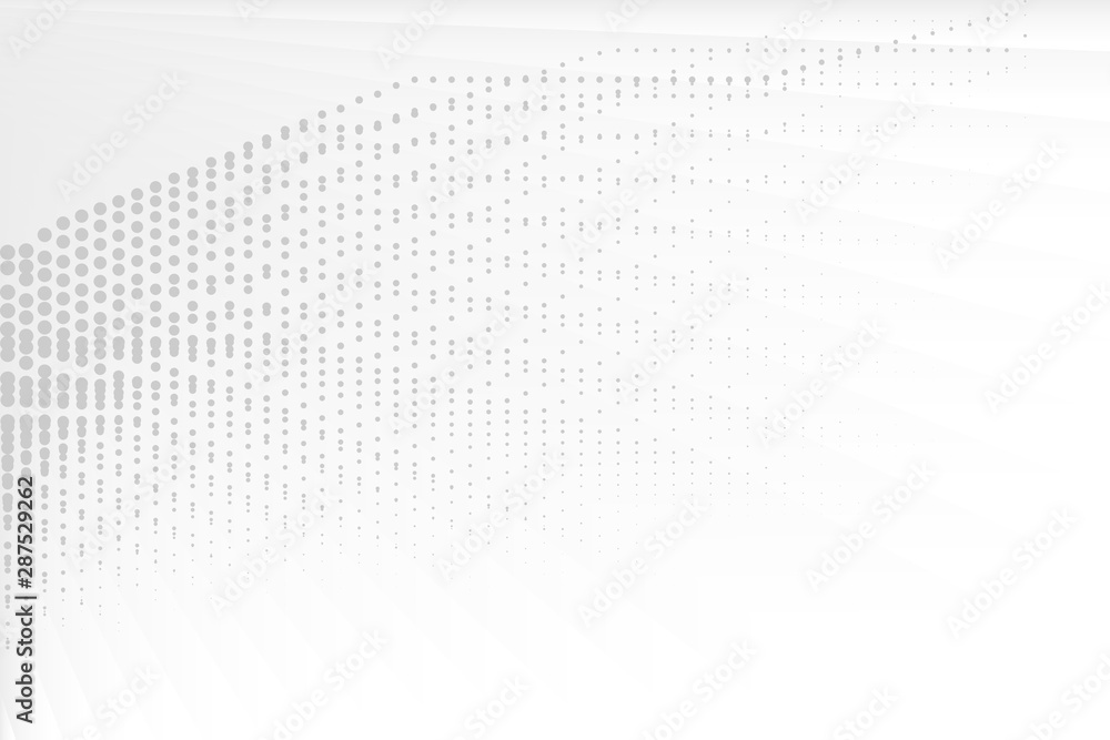 Abstract white and gray gradient background with half tone dots. Vector ...