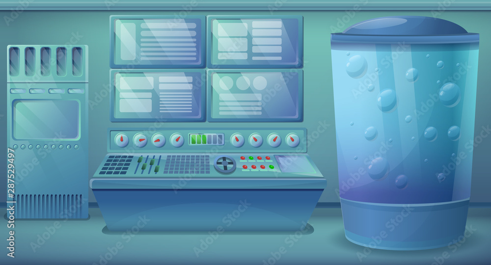 cartoon engineering room with equipment, vector illustration Stock ...
