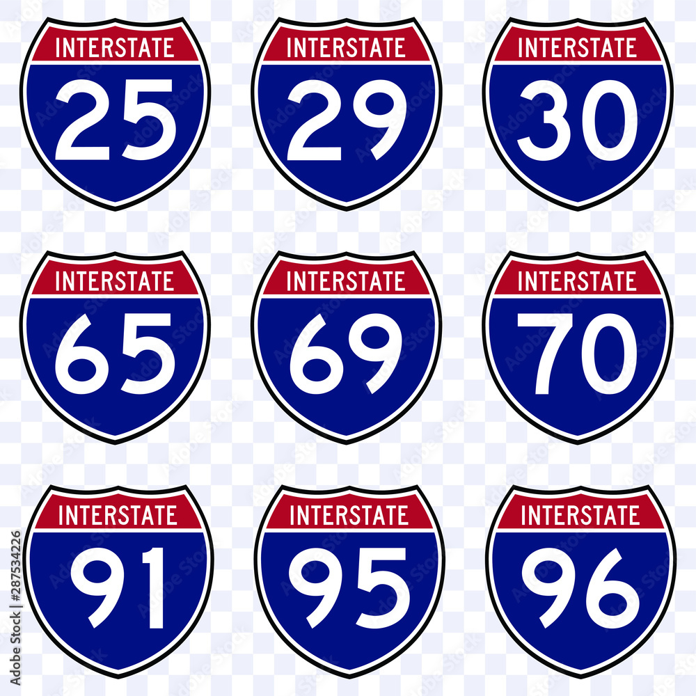 traffic road transportation sign USA, interstate american highway route ...