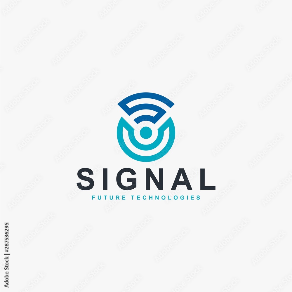 Wireless signal logo design vector. Letter S outline logo. Signal ...