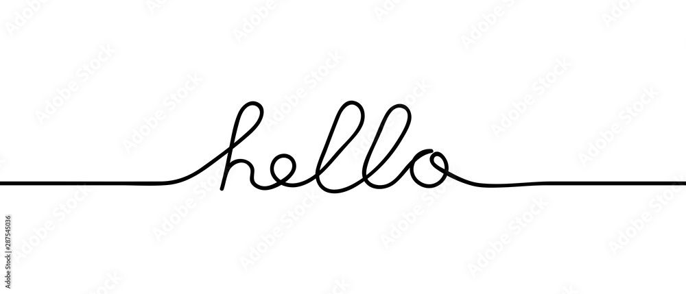 Continuous black line drawing word Hello. Minimalist hello concept ...