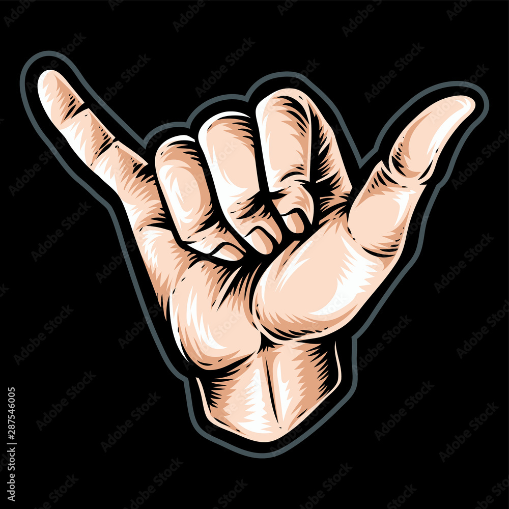 shaka hand vector logo and icon Stock Vector | Adobe Stock