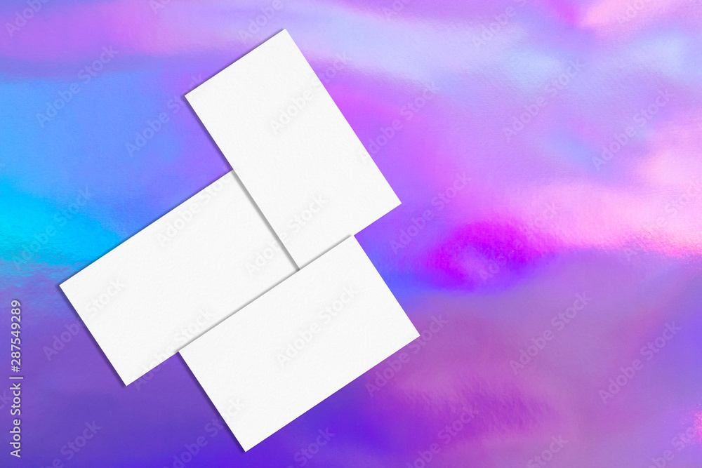 Three white rectangle business card mockups with soft shadows lying on ...