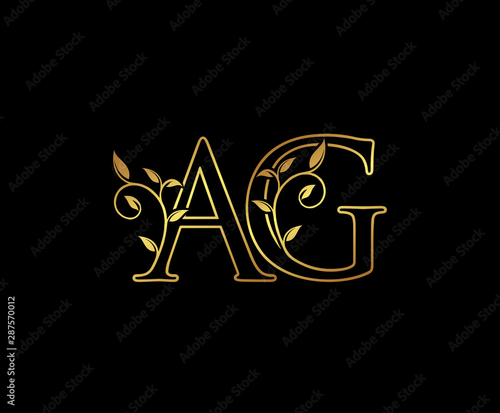 Vetor de Initial letter A and G, AG, Gold Logo Icon, classy gold letter ...