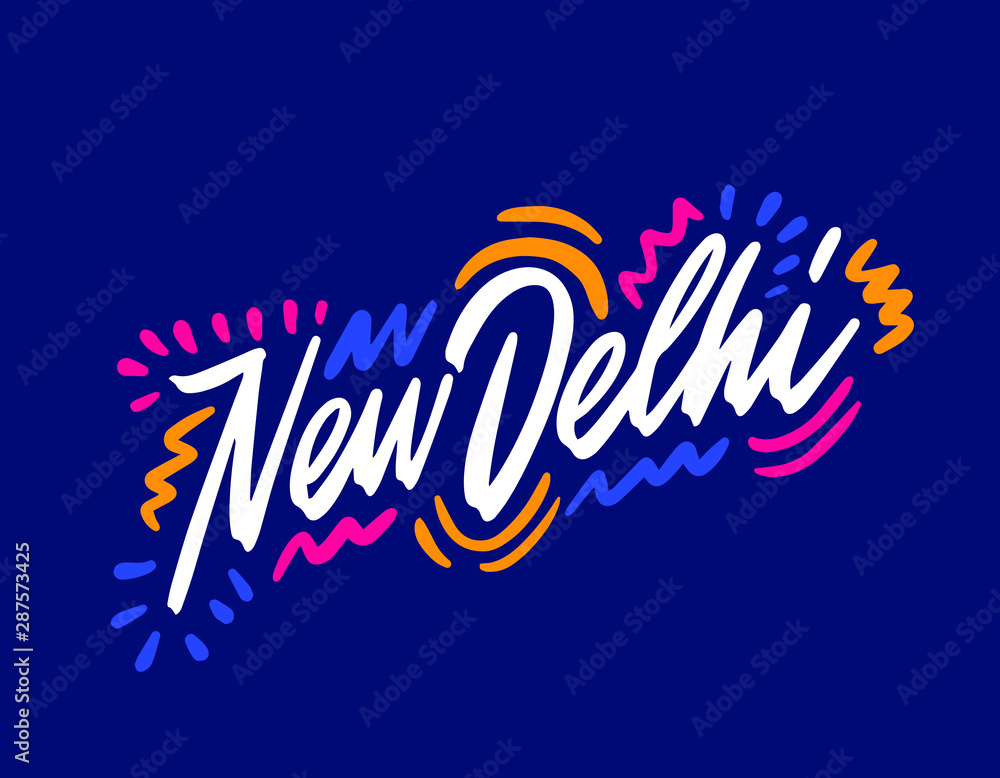 New Delhi handwritten city name.Modern Calligraphy Hand Lettering for ...