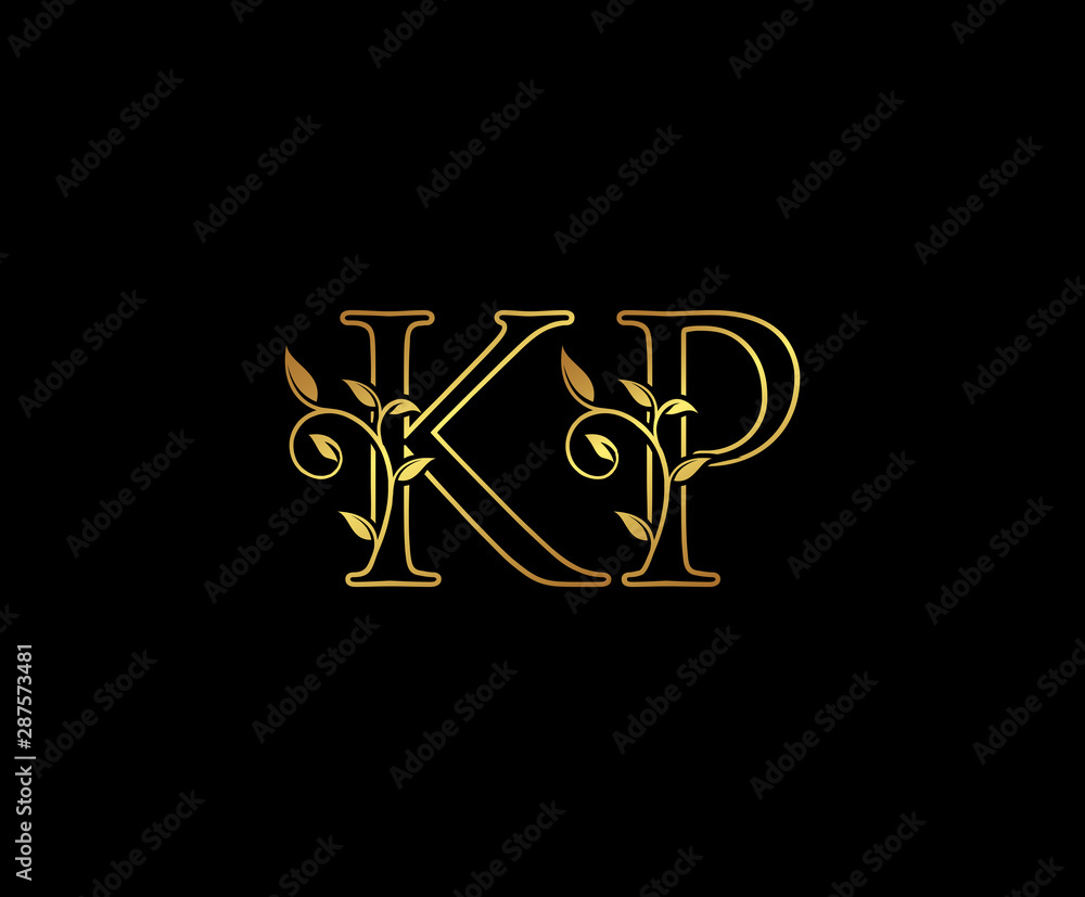 Initial letter K and P, KP, Gold Logo Icon, classy gold letter monogram ...