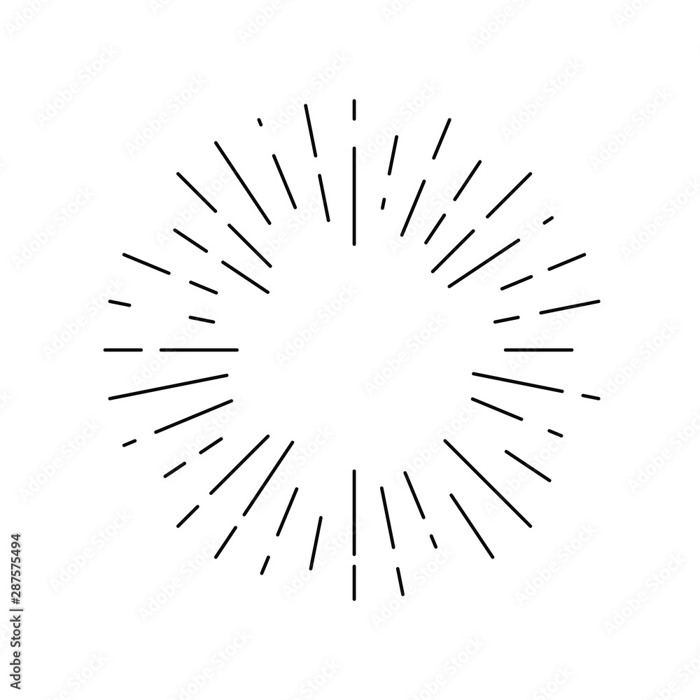 Rays linear drawn symbol. Rays grunge backdrop. Sign isolated on white ...