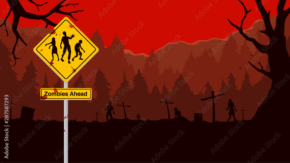 Warning Signs Danger Zombies