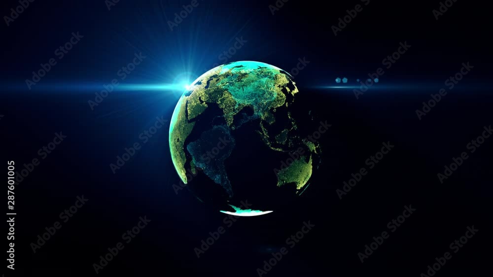 Earth globe with transparent night map of earth slow rotates around its ...
