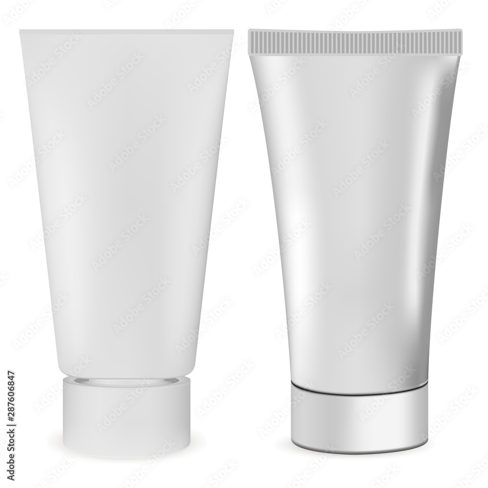 Tube Mockup. Silver Cosmetic Tube. White Cream Packaging. Lotion or Gel ...