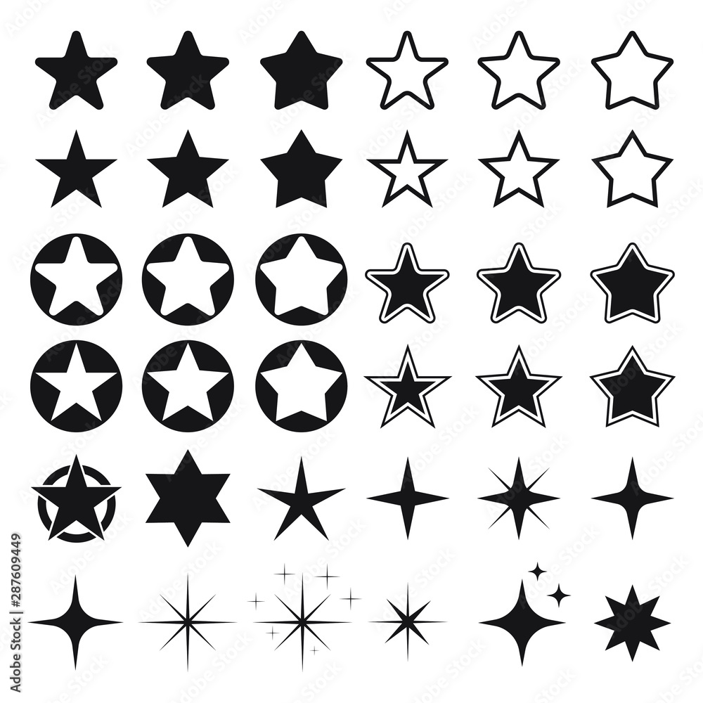 Star icons. Sparkles, shining burst. Vector symbols star isolated on ...