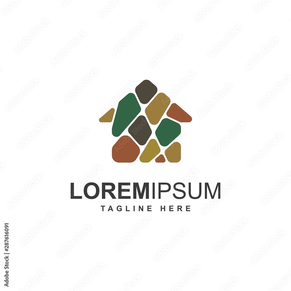 Home stone logo design.creative house with build stones.Exterior logo ...