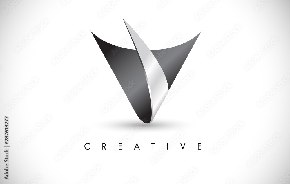 V Letter 3d Modern Trendy Design Logo. Letter V Icon Logo with 3D Look ...