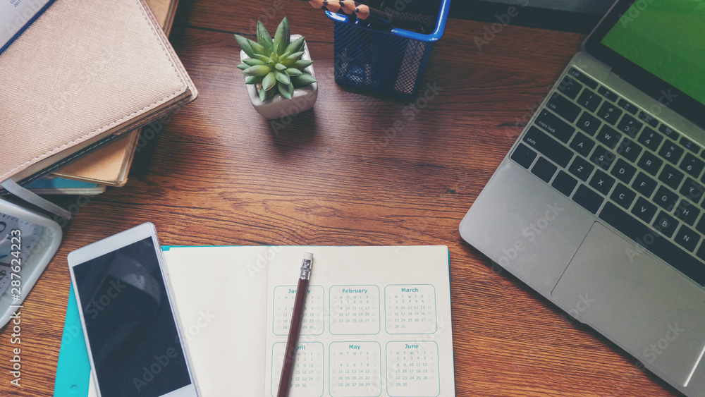 Planner and Calendar Concept.Desktop Calender 2019,smartphone,laptop ...
