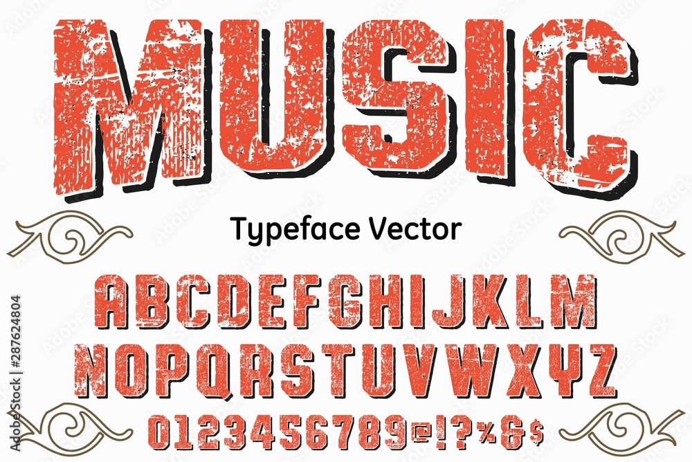 abc font handcrafted typeface vector vintage named vintage music Stock ...