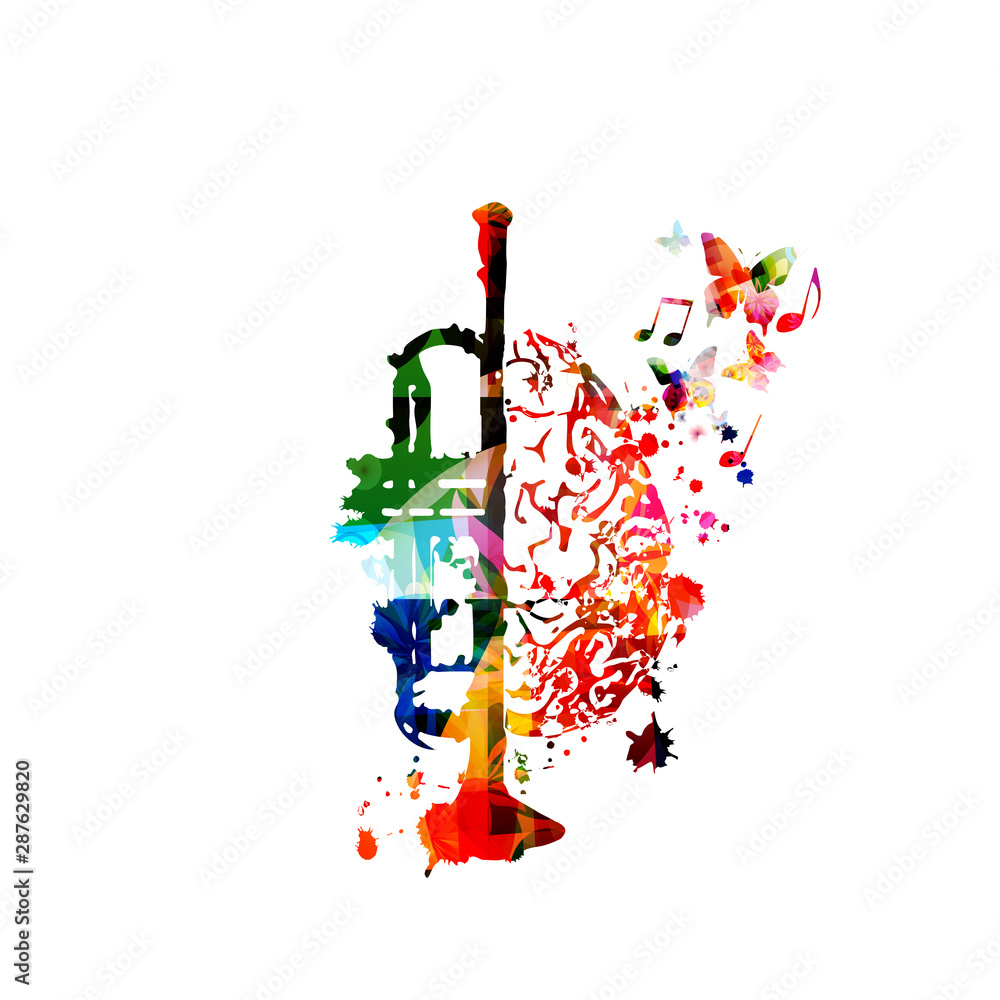 Colorful trumpet with human brain isolated vector illustration design ...