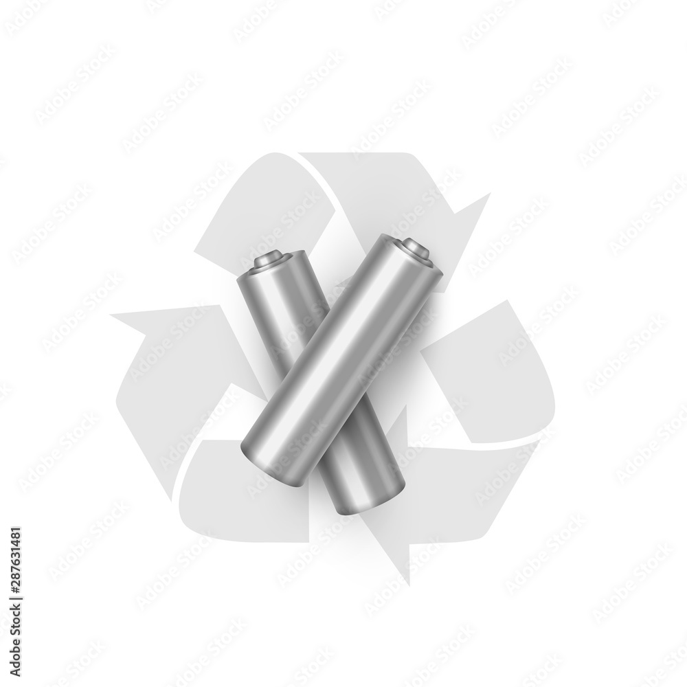 Battery recycling realistic vector illustration Stock Vector | Adobe Stock