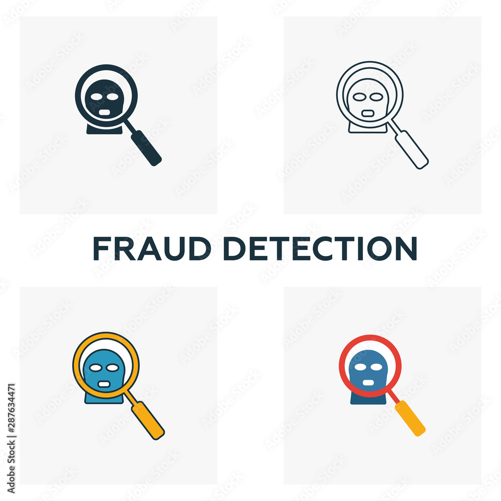 Fraud Detection icon set. Four elements in diferent styles from fintech ...