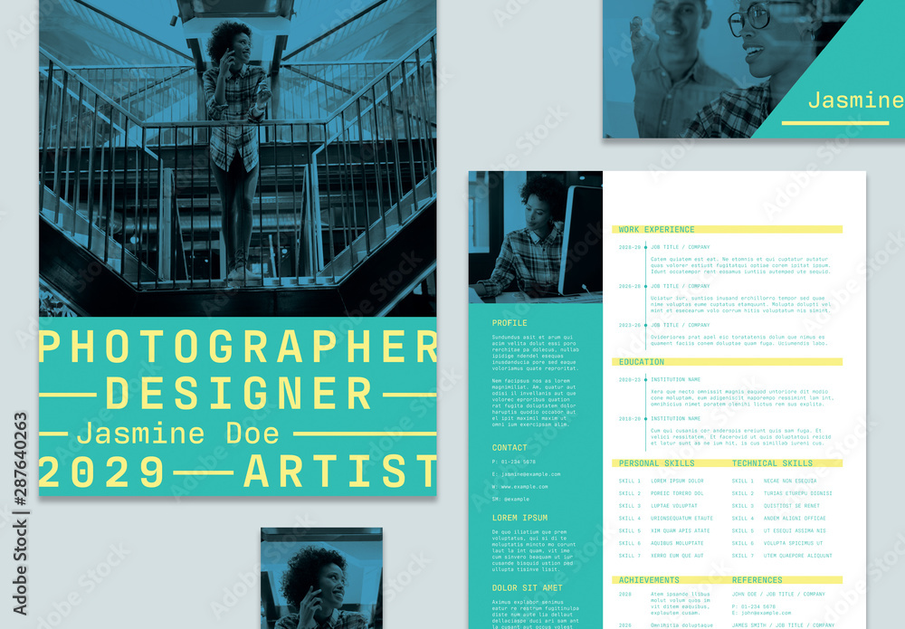 Blue Personal Branding Set Layouts with Yellow Accents Stock Template ...