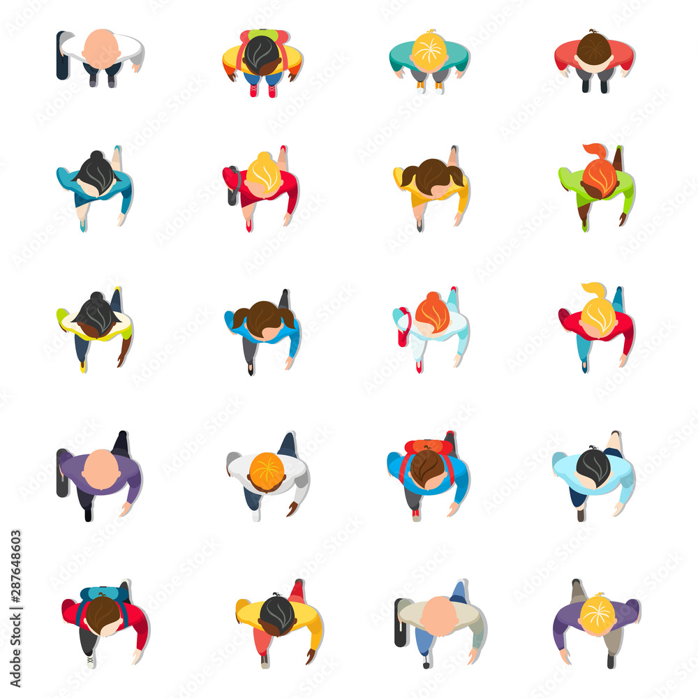 Top View People. Crowd of people on white background from top view ...