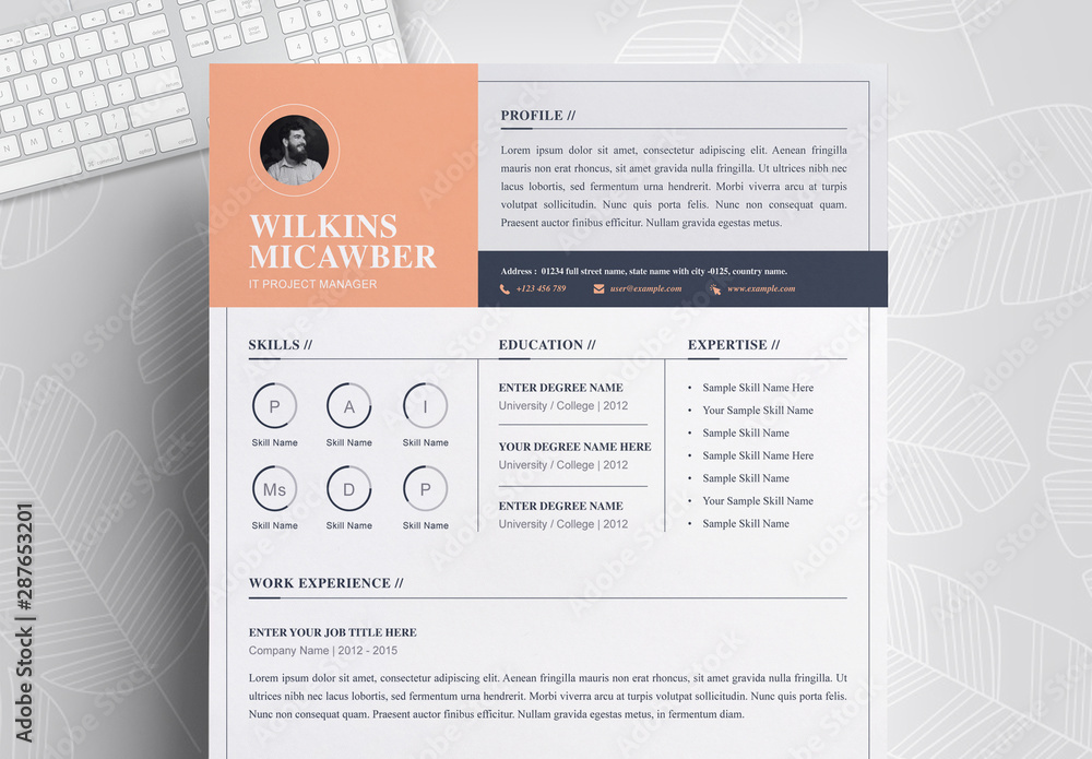 Resume Layout with Photo Stock Template | Adobe Stock