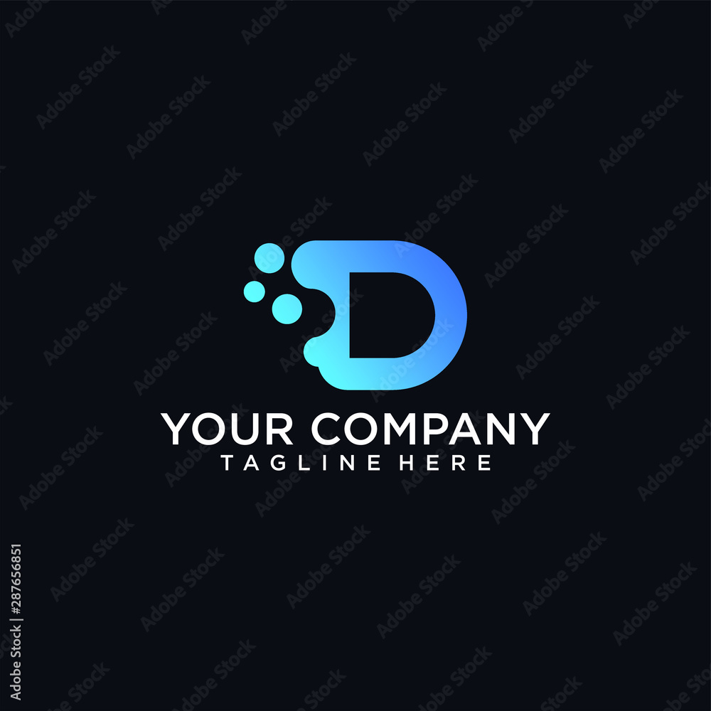 Letter D Logo Design Template. Network Connection Artificial ...