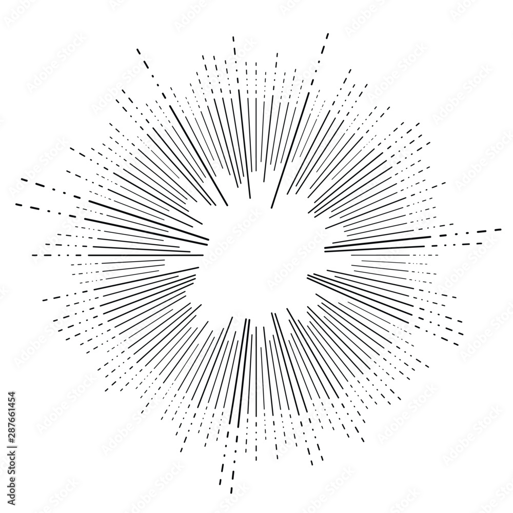 Radial, radiating beams, rays starburst, sunburst lines. Circular burst ...