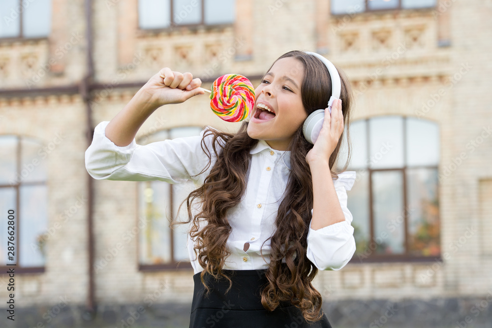 Sweet remix. Happy kid singing sweet candy mic. Happy childhood. Kid ...