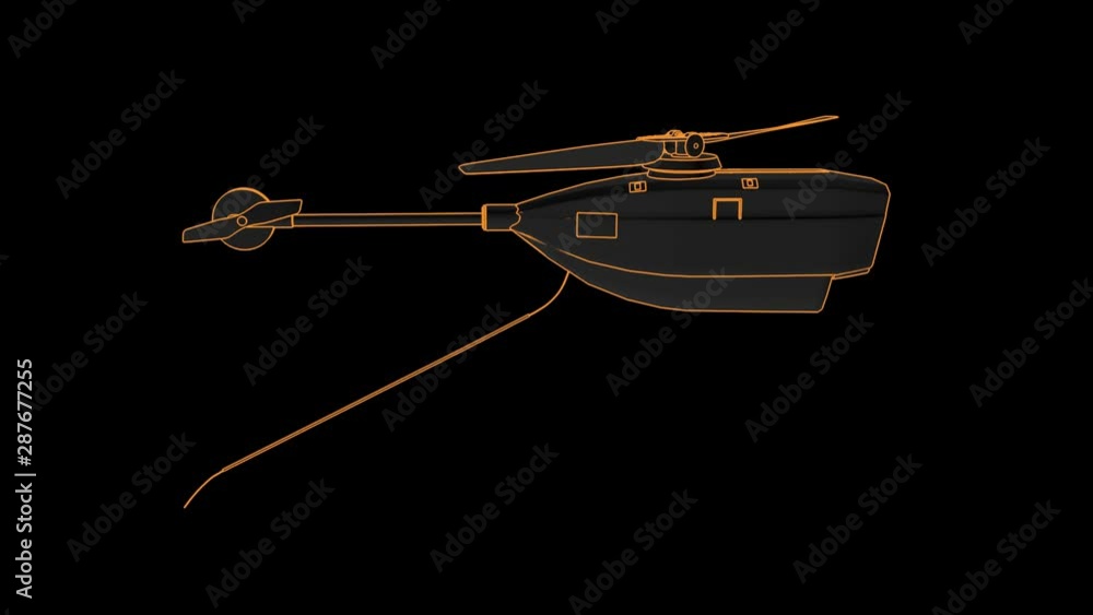 3D animation of futuristic military surveillance and reconnaissance UAV ...
