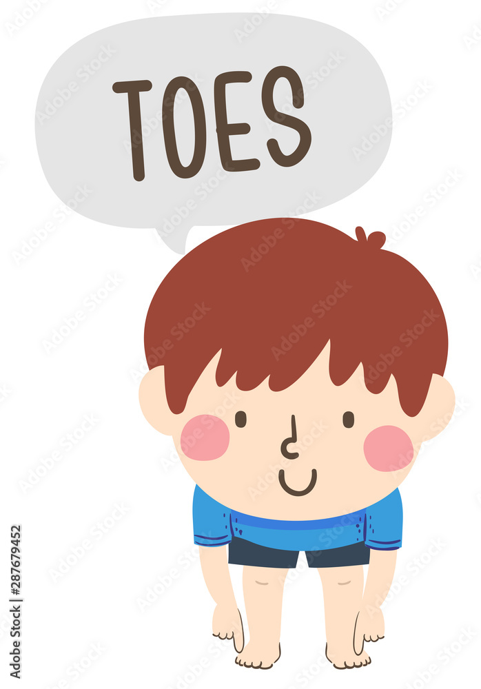 Kid Boy Naming Body Parts Toes Illustration Stock Vector | Adobe Stock