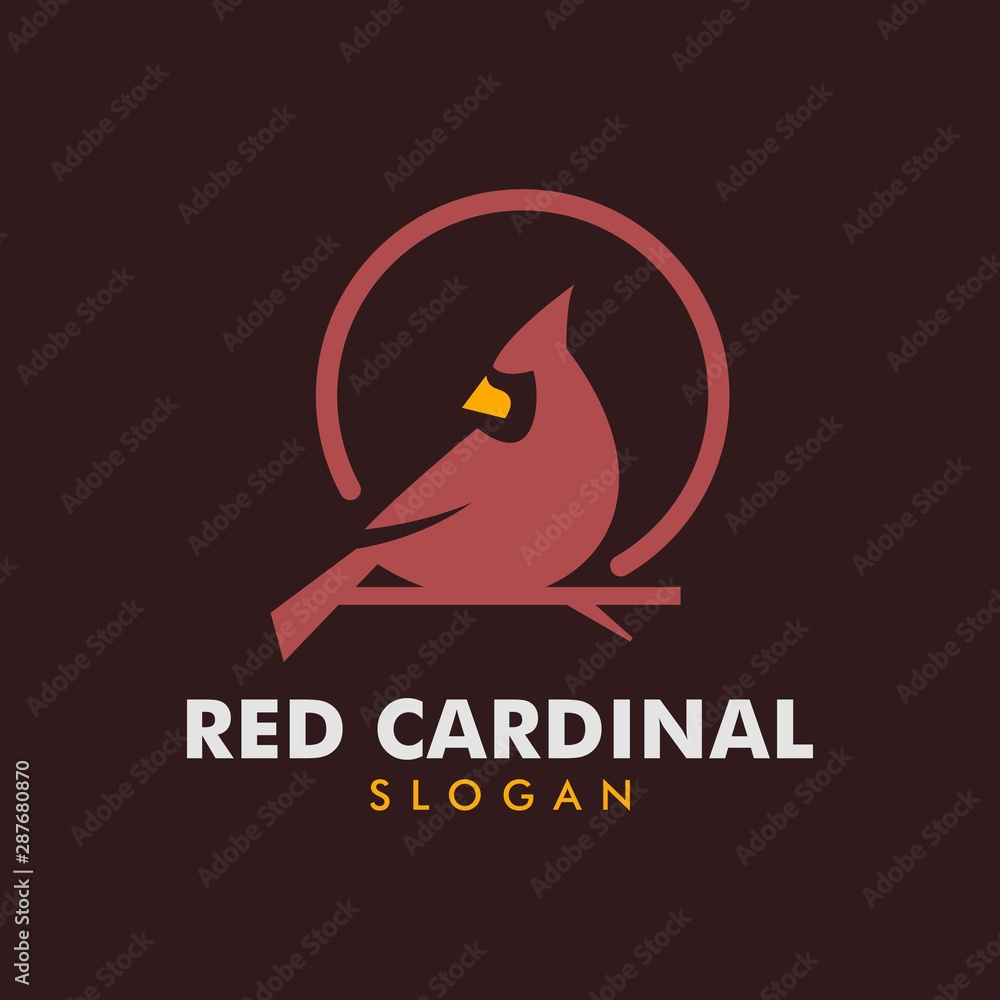 red cardinal logo - vector illustration of design on a light background ...