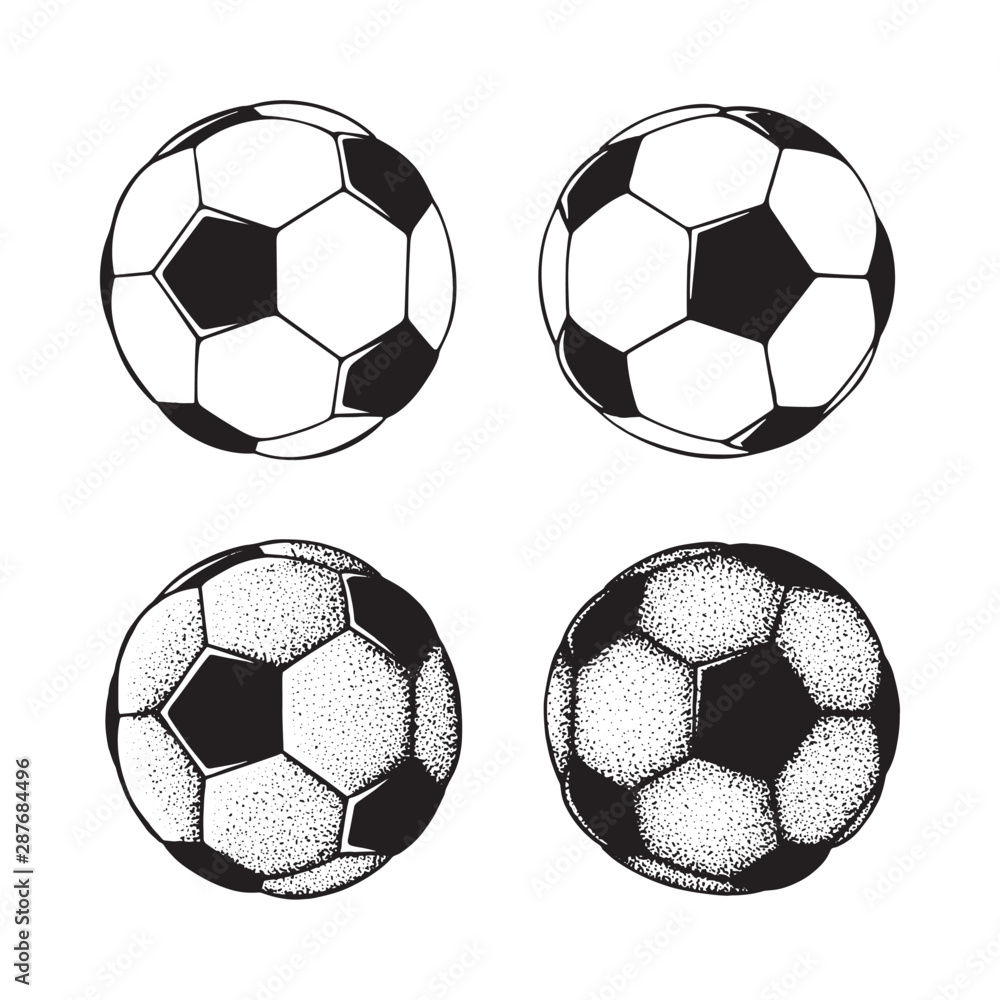 Football ball. Soccer ball hand drawn vector illustration. Ball sketch ...
