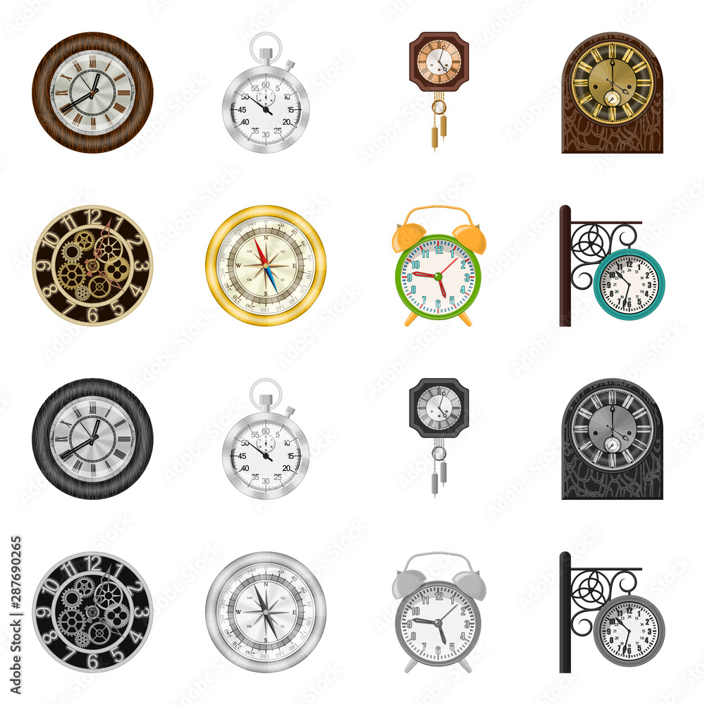 Vector design of clock and time symbol. Set of clock and circle stock ...