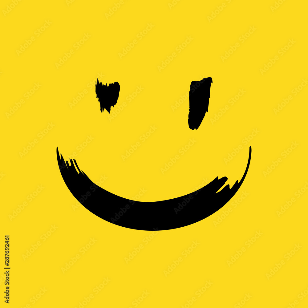 Hand drawing smiling emoticon. Happy face. Emoji of positive feelings ...