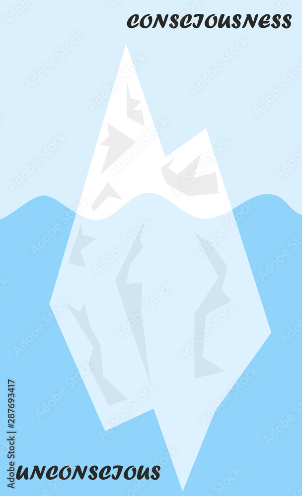 Iceberg Metaphor structural model for psyche or diagram of id, coping ...