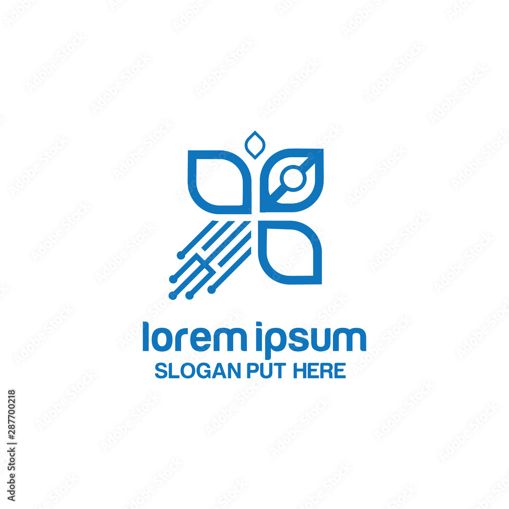 Tree tech or eco tech/eco boost logo design template vector art Stock ...