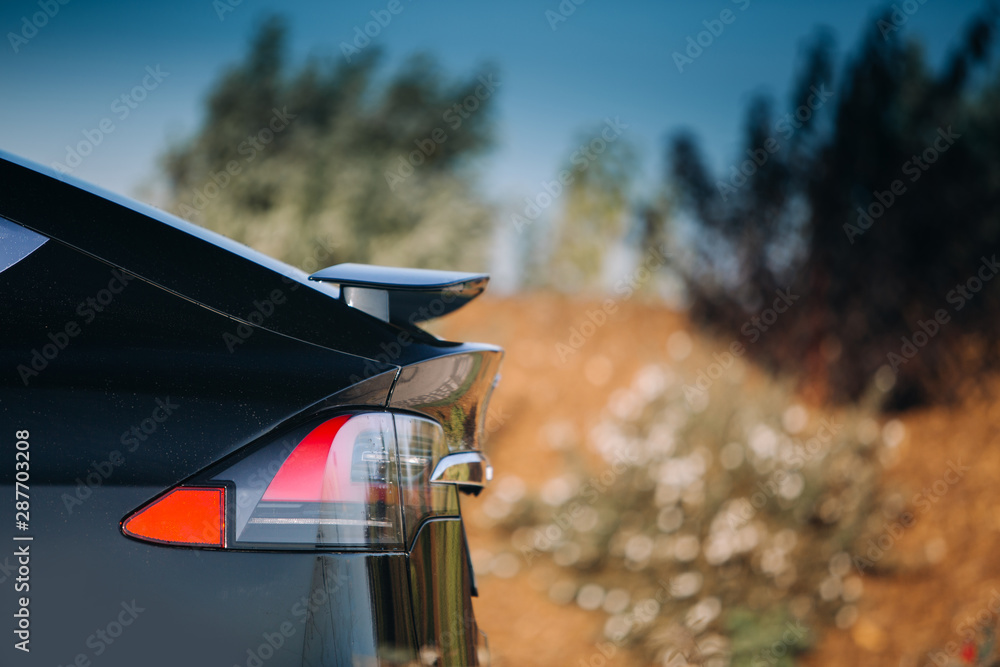 Modern car active aerodynamic wing spoiler Stock Photo | Adobe Stock