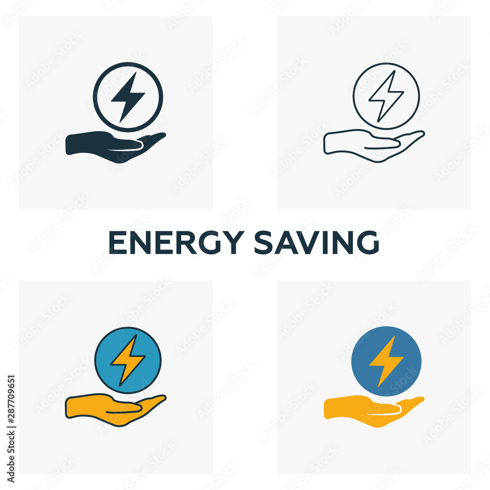 Energy Saving icon set. Four elements in diferent styles from power and ...