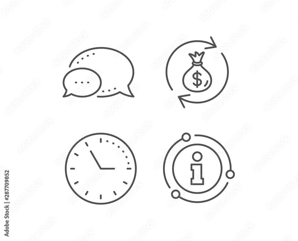 Cash exchange line icon. Chat bubble, info sign elements. Dollar money ...