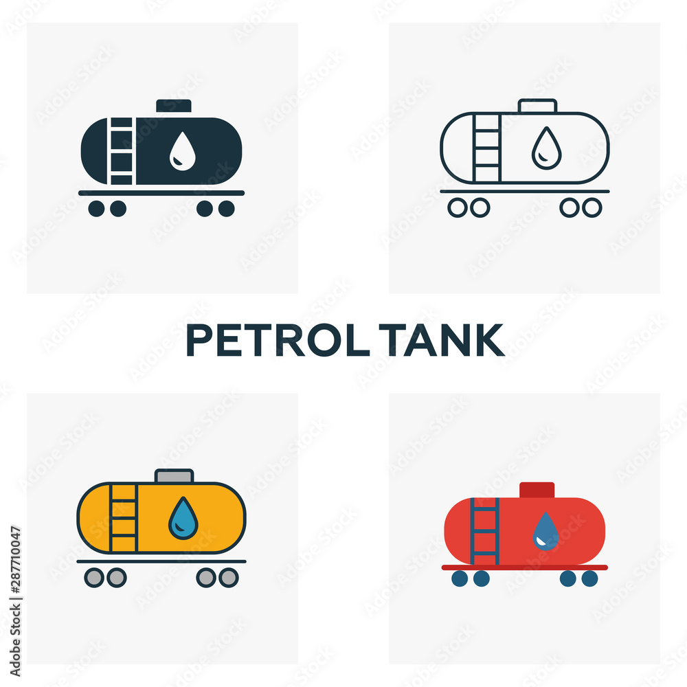 Petrol Tank icon set. Four elements in diferent styles from power and ...
