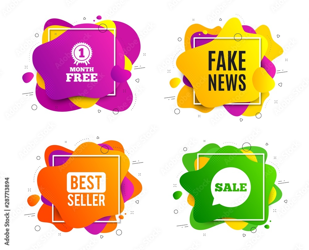 Fake news symbol. Liquid shape, various colors. Media newspaper sign ...