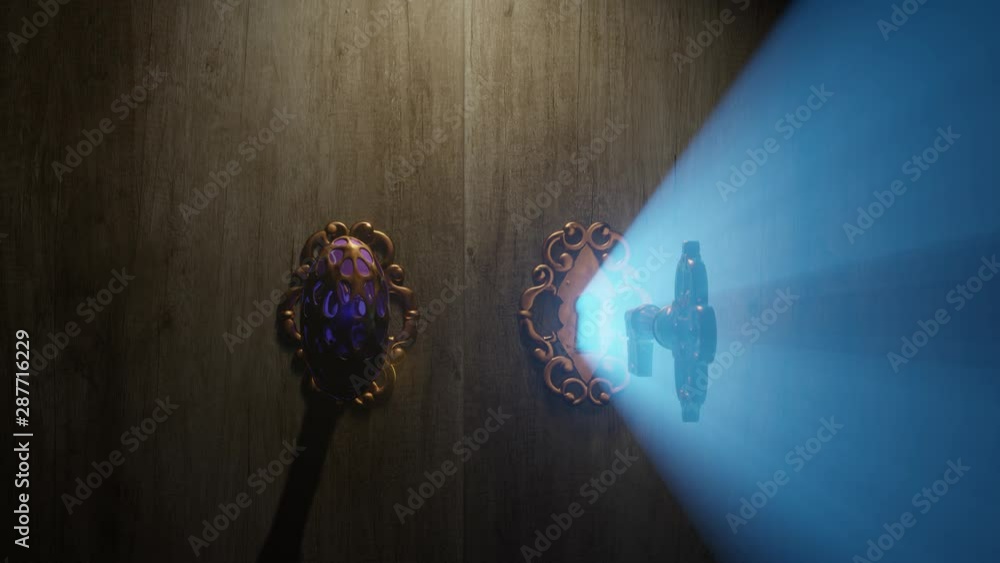 Filmic 3D green screen transition - A golden brass key unlocks the old ...