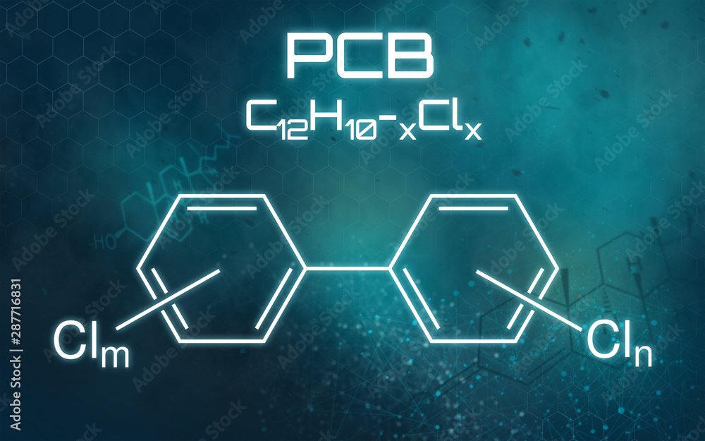 Chemical formula of PCB on a futuristic background Stock Illustration ...