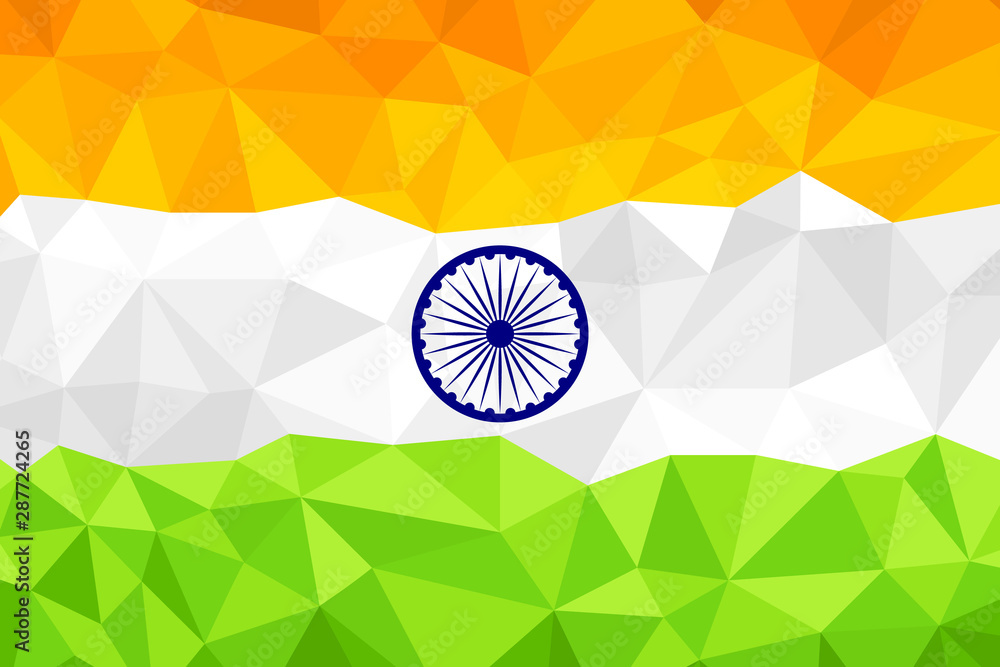 Vector polygonal background of India flag. Indian flag triangle concept ...