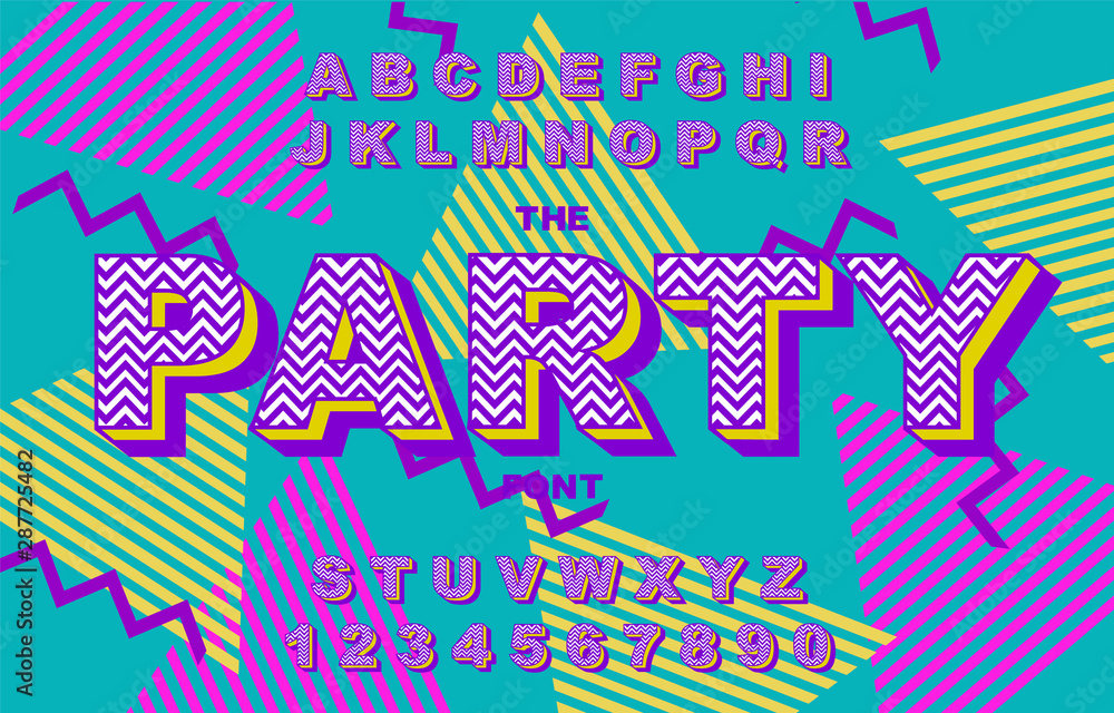80 s retro alphabet font. Vintage Alphabet vector 80 s, 90 s Old style ...