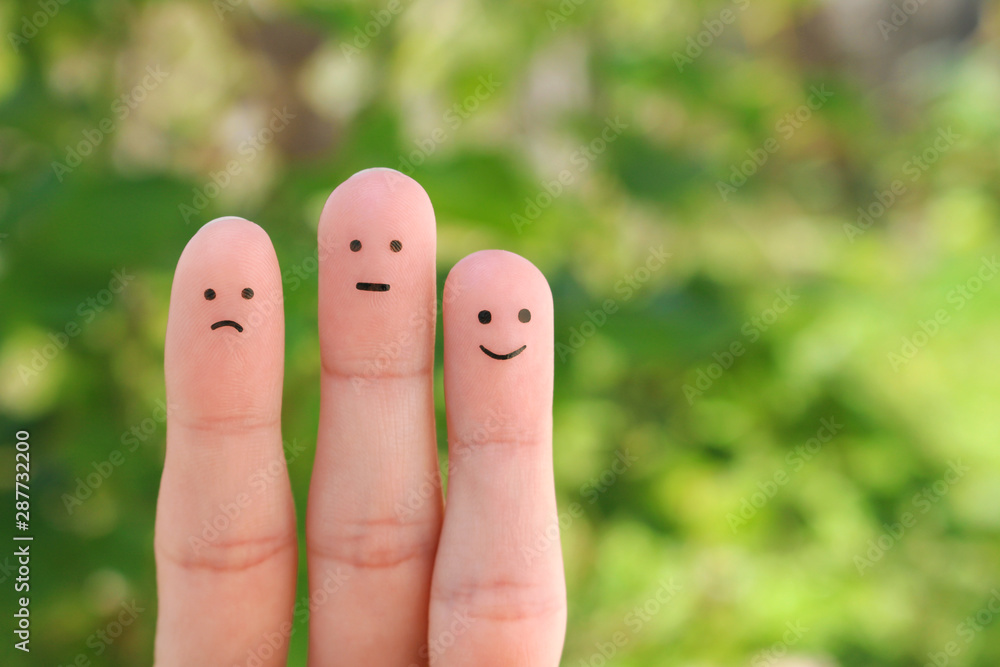Fingers art of people. Concept of positive and negative emotions. Stock ...