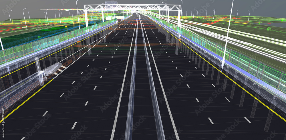 The BIM model of the object of transport infrastructure of wireframe ...